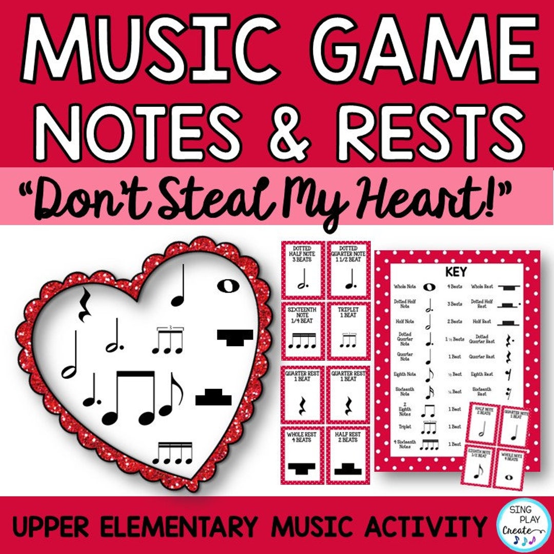 Valentine's Day Themed Music Game: don't Steal My Heart Learn Notes and ...