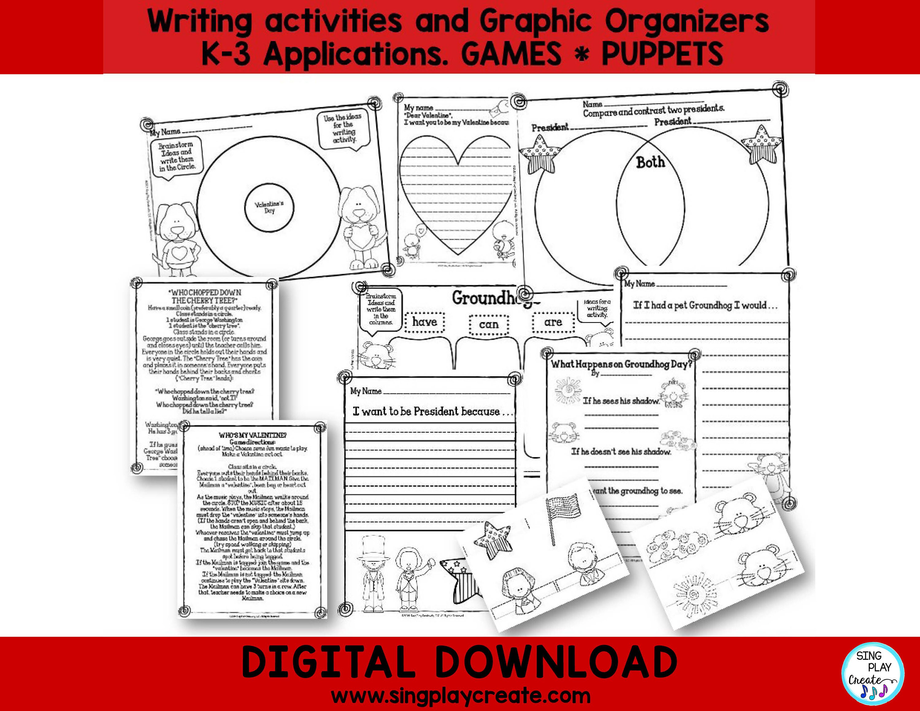 February: President's, Ground Hog and Valentine's Day Literacy ...