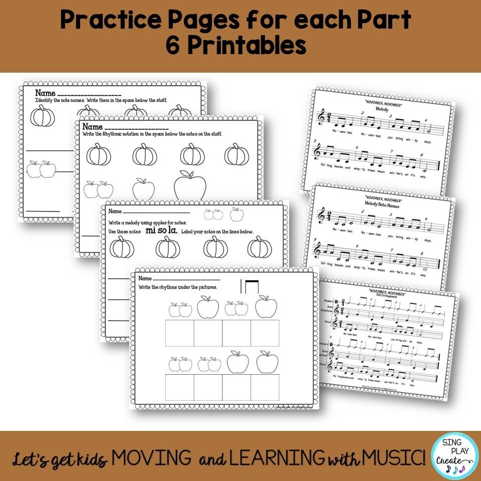 Music Class Orff and Kodaly Song and Lesson: november, November D-m-s-l ...