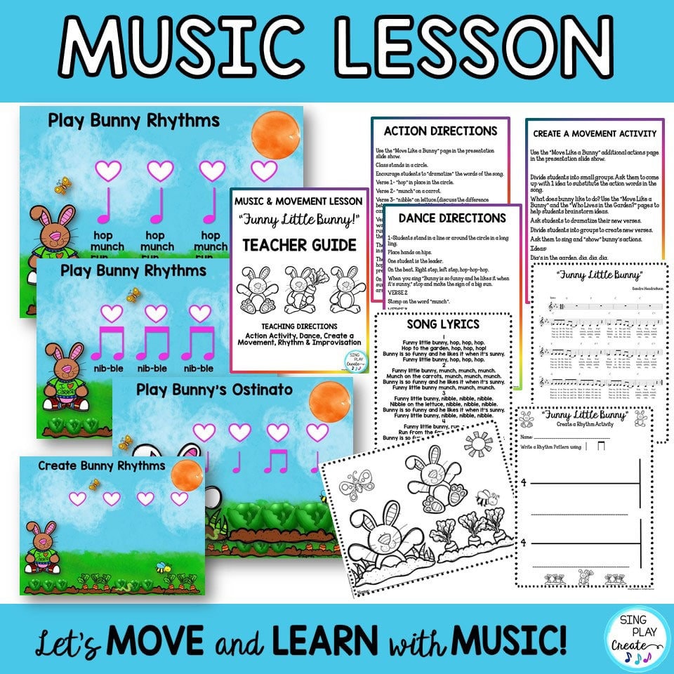 Music Lesson: funny Little Bunny Song, Rhythm, Movement, Prek ...