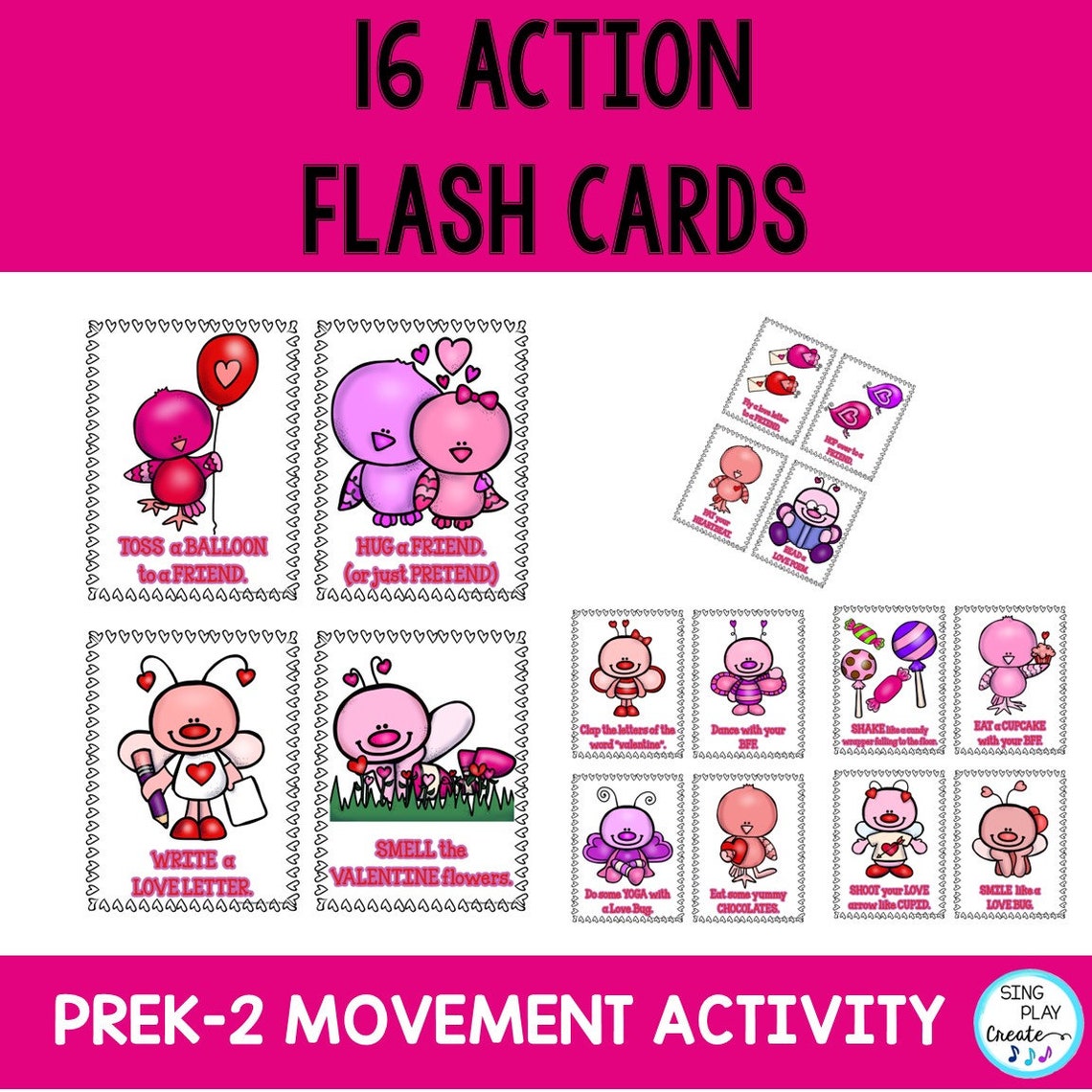 Valentine's Day Movement Task Cards, Brain Break Activity, Movement ...