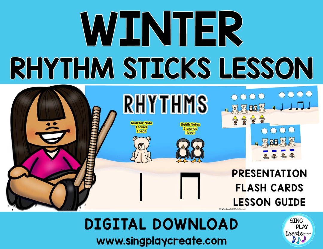 Winter Rhythm Stick Activities: Rhythm Play Along rhythm Icons, Ta, Ti ...