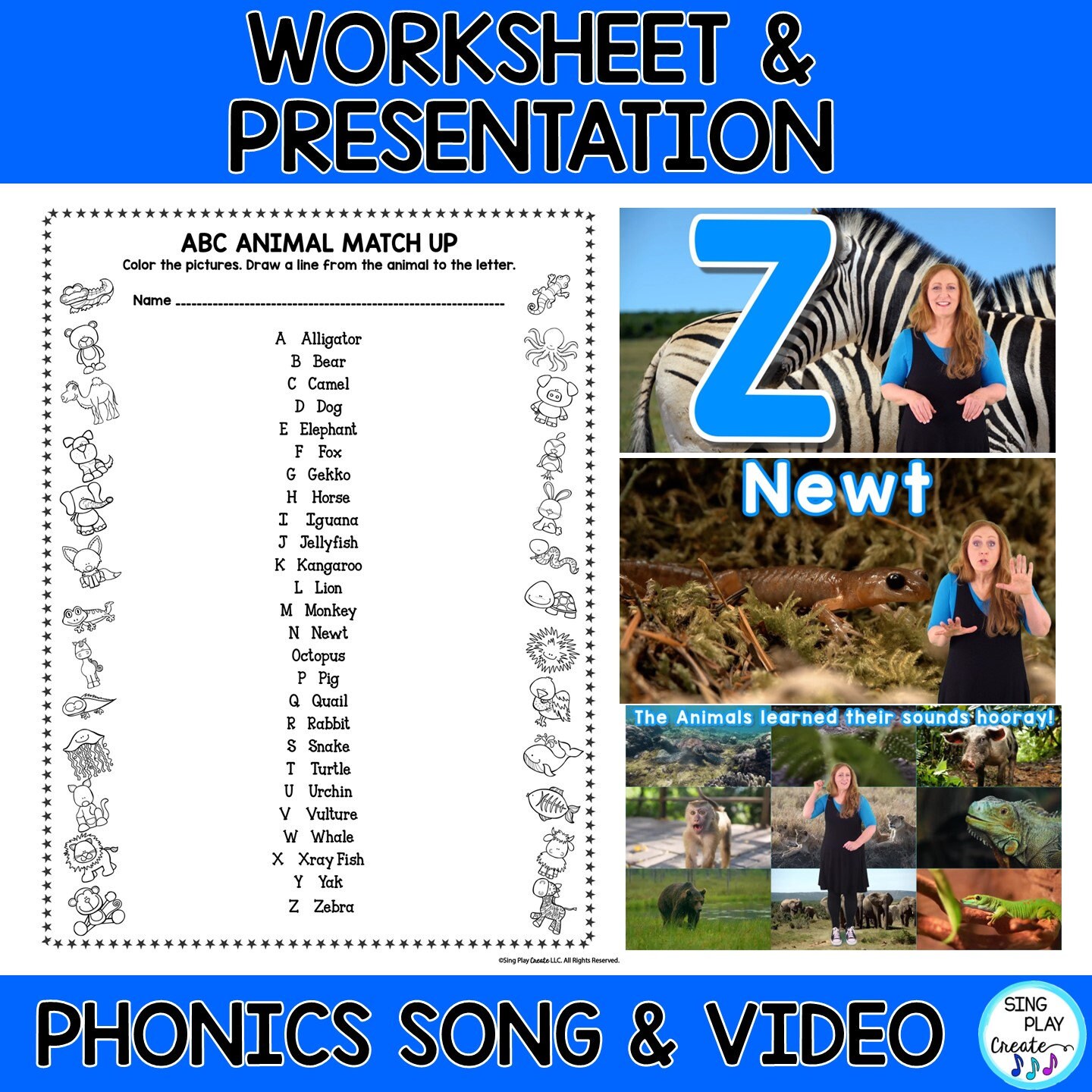 Animal Alphabet Letter Phonics Identification and Sounds Song and ...