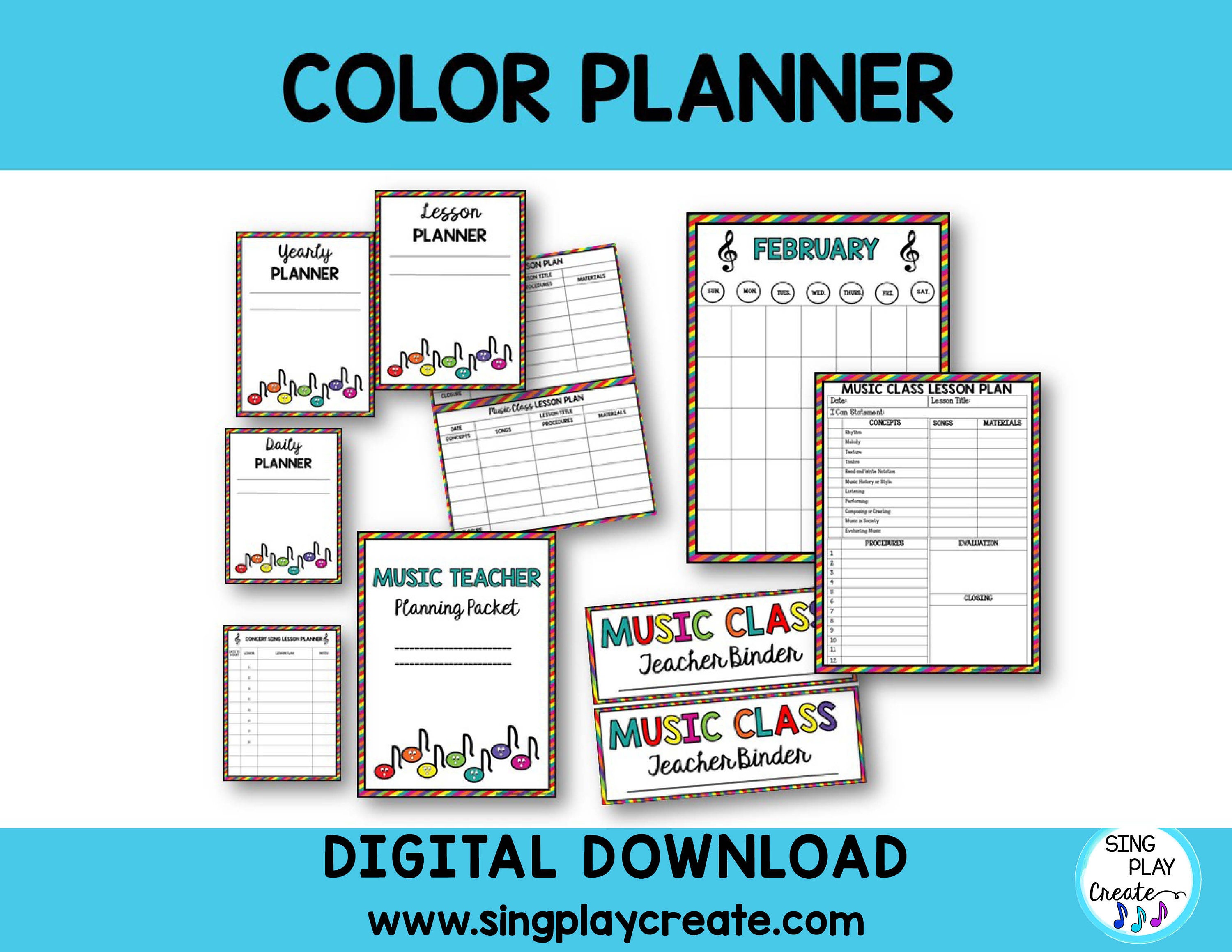 Music Teacher Basic Planner for Lessons, Concerts,day-week-quarter-year ...