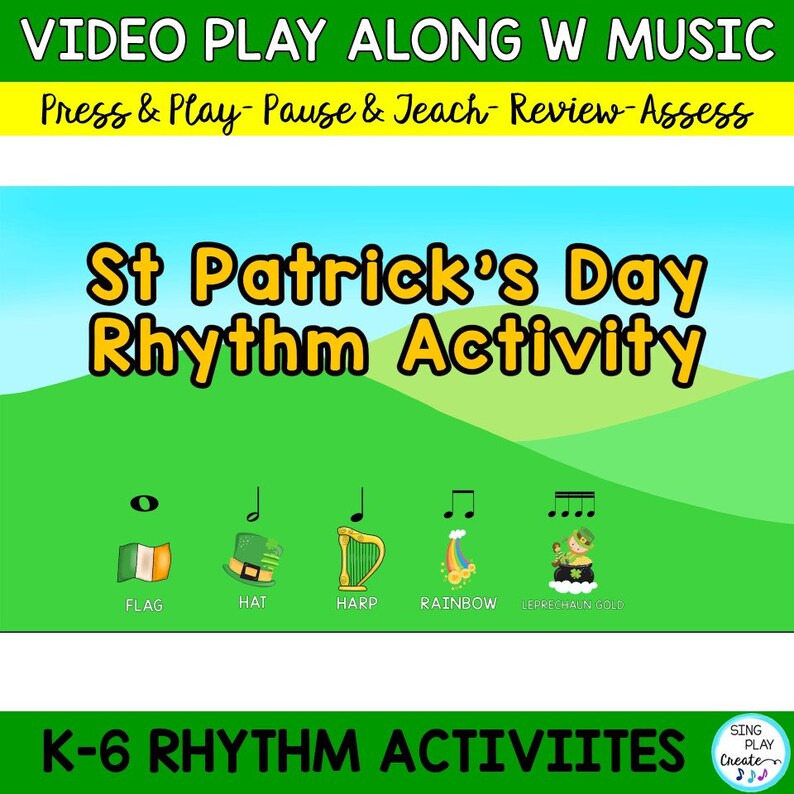 St. Patrick's Day Rhythm Activities: Digital, Elementary Music, Music ...