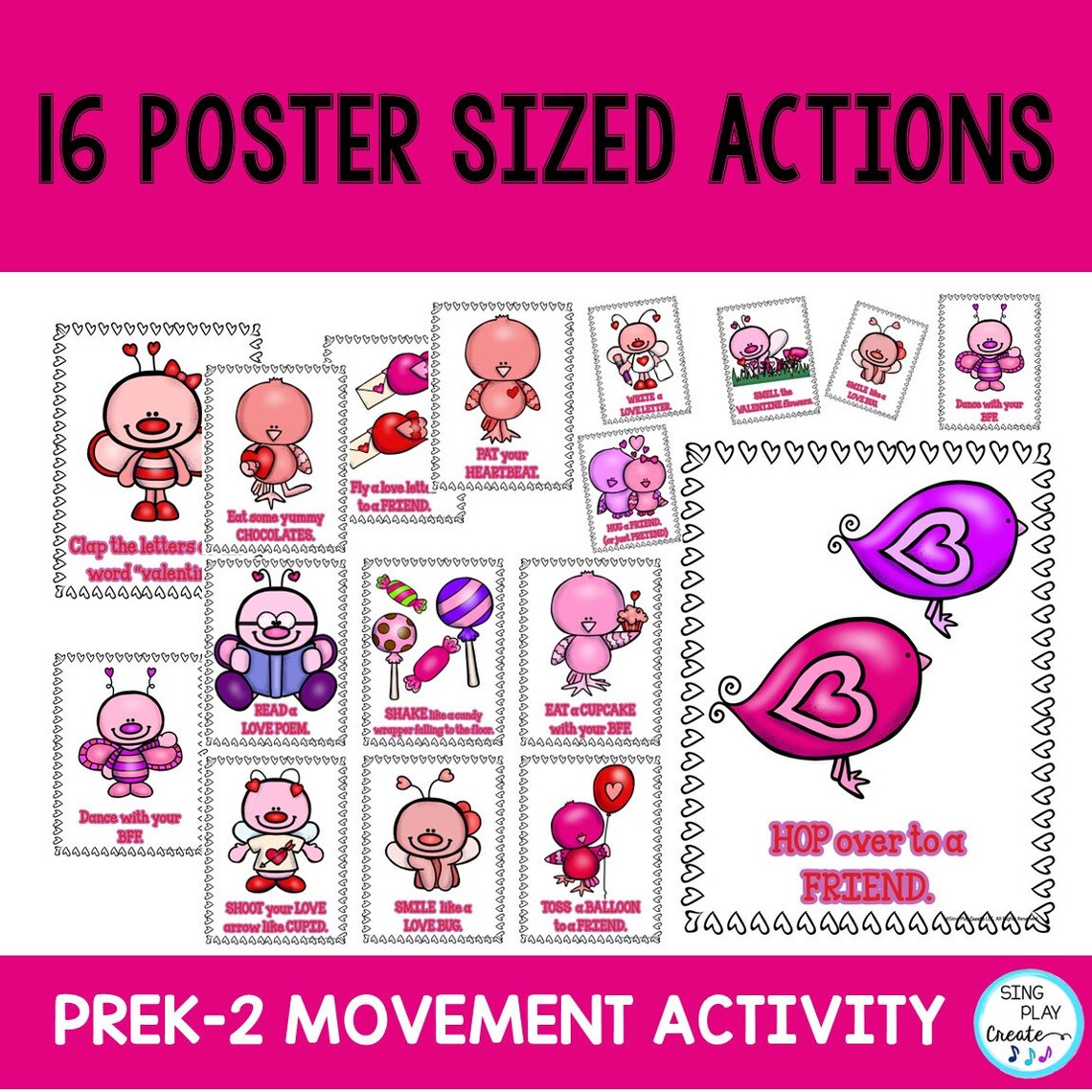 Valentine's Day Movement Task Cards, Brain Break Activity, Movement ...
