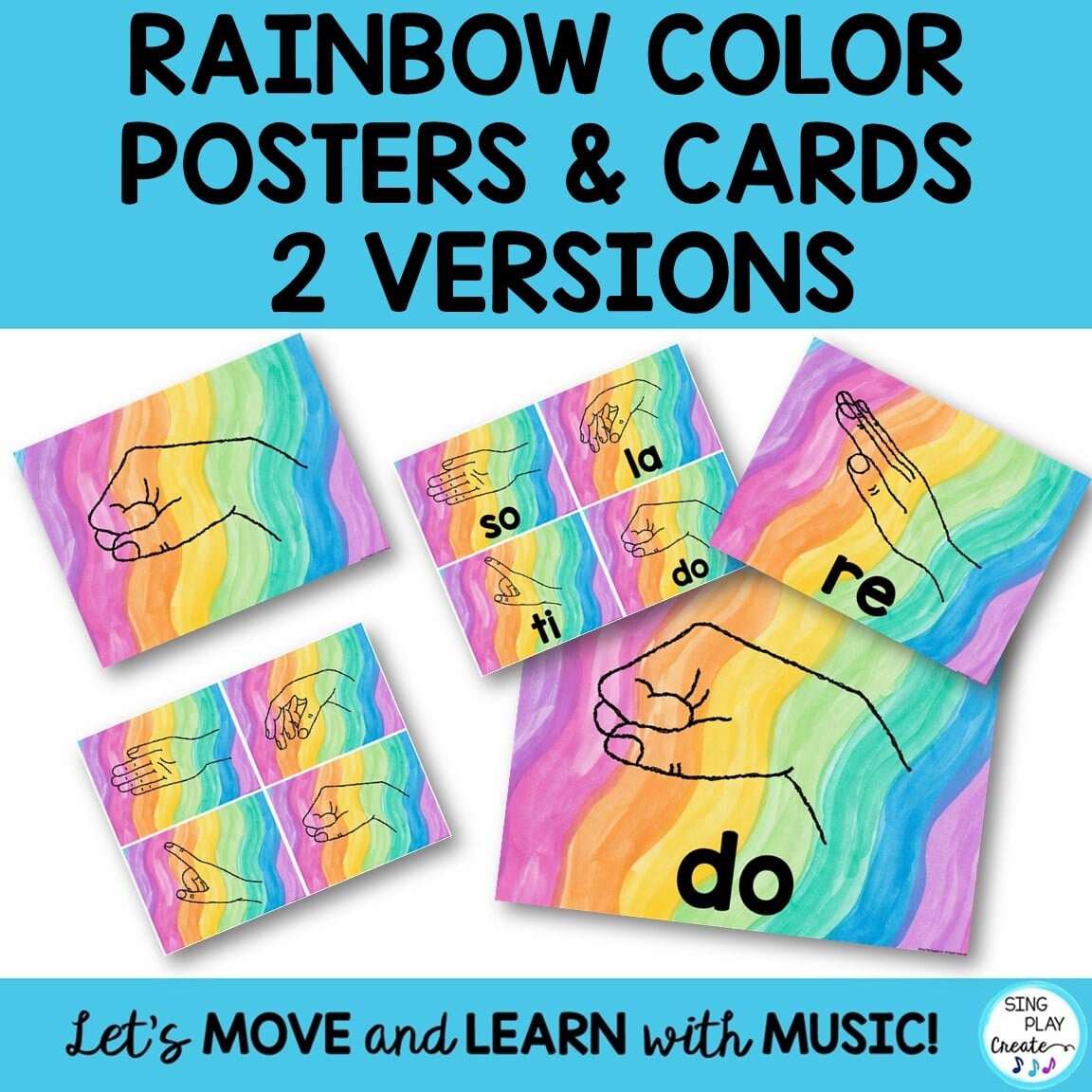 Music Room Decor, Rainbow Theme Kodaly Solfege Posters, Music Note ...