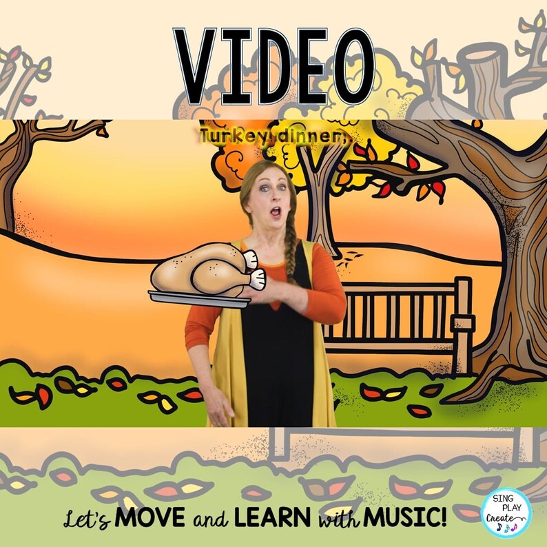 Thanksgiving Action Song turkey Dinner With Literacy Activities, Video ...