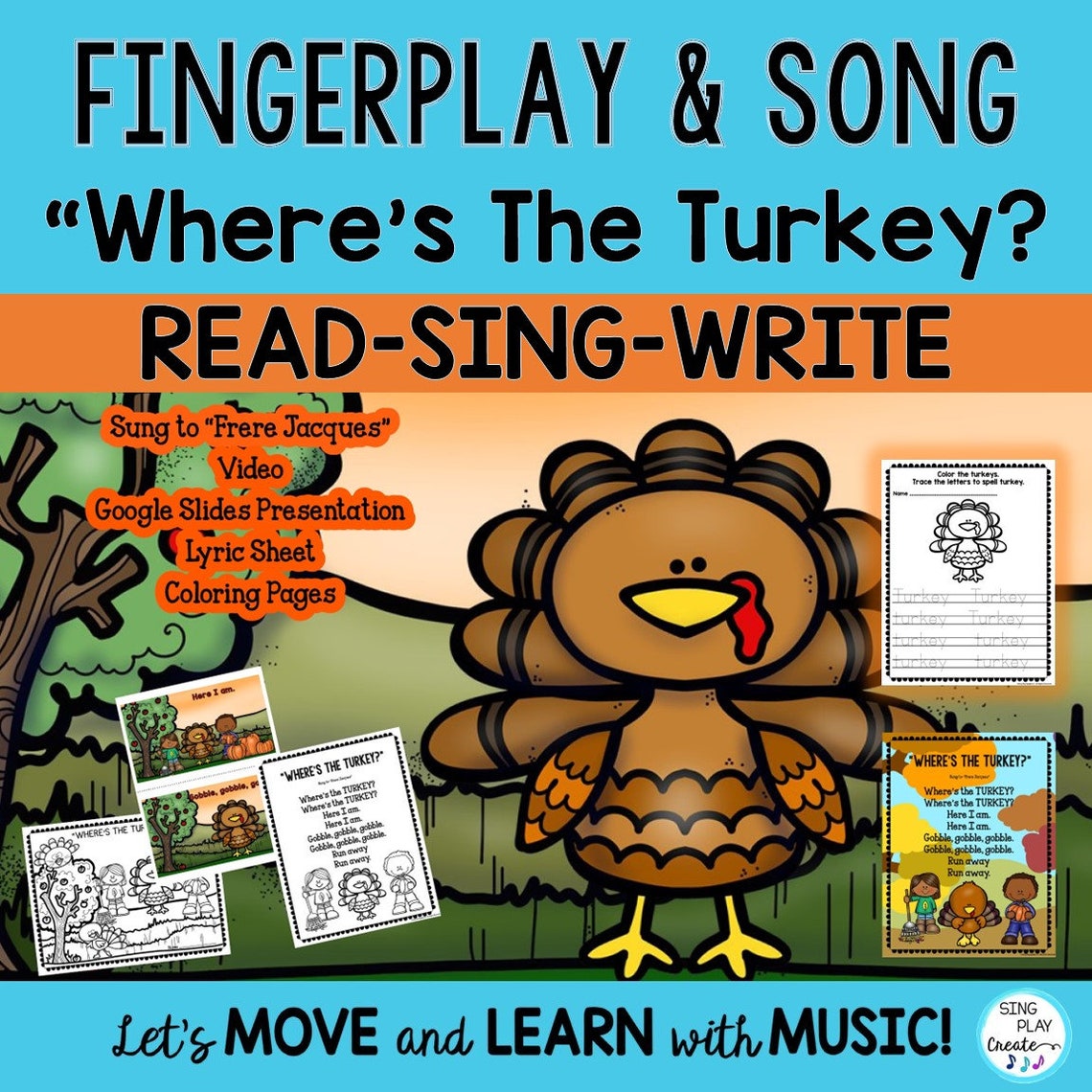 Thanksgiving Action Song: where's the Turkey Literacy Activities, Video ...