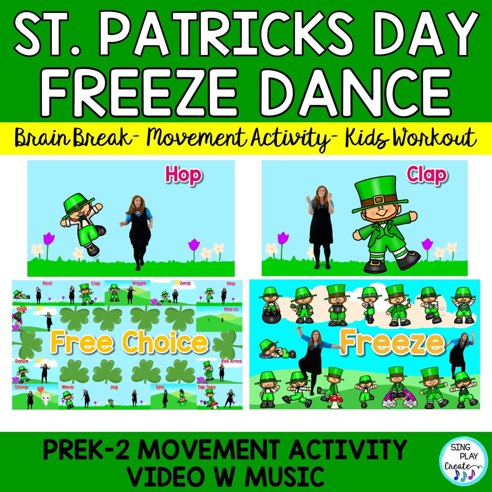 St. Patrick's Day FREEZE DANCE, Brain Break, Movement Activity ...