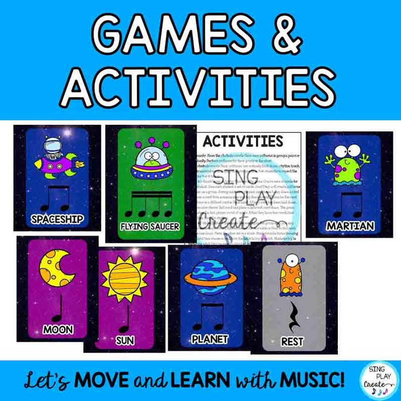 Rhythm Flash Cards, Posters: sixteenth Notes Activities & Games, Space ...