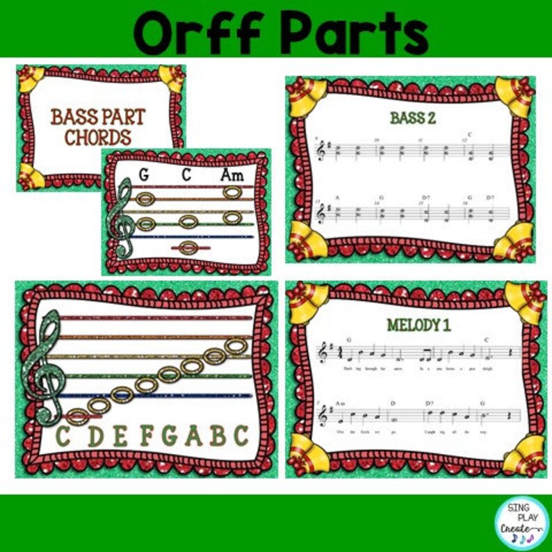 Holiday Music Lesson: jingle Bells Orff, Guitar, Keyboard, Printables ...