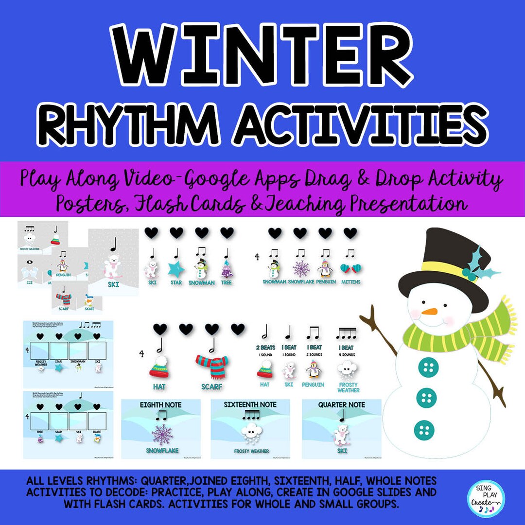 Winter Rhythm Activities Mixed Levels: Compose & Rhythm Play Along ...