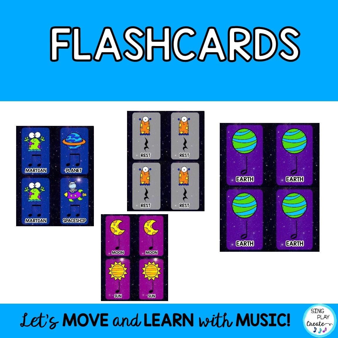 Rhythm Flash Cards, Posters, Activities and Games: half Note Space ...