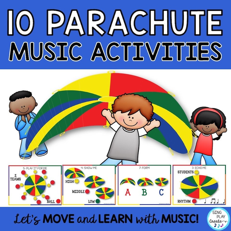 Parachute Activities for Music, PE, Homeschool Groups Prek-6th Grade ...