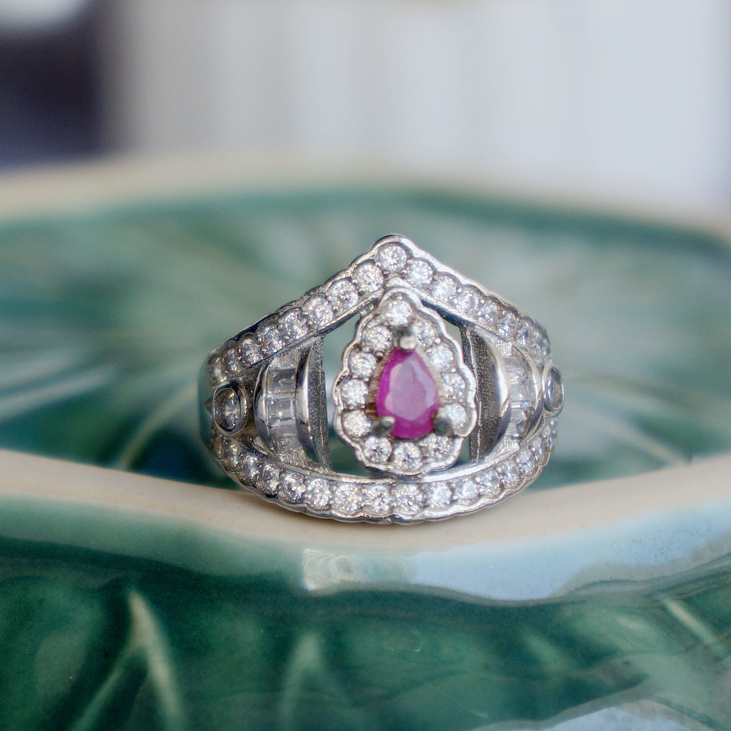 Small Ruby Ring 925 Sterling Silver Ring Small Pear Shape Ruby | Etsy