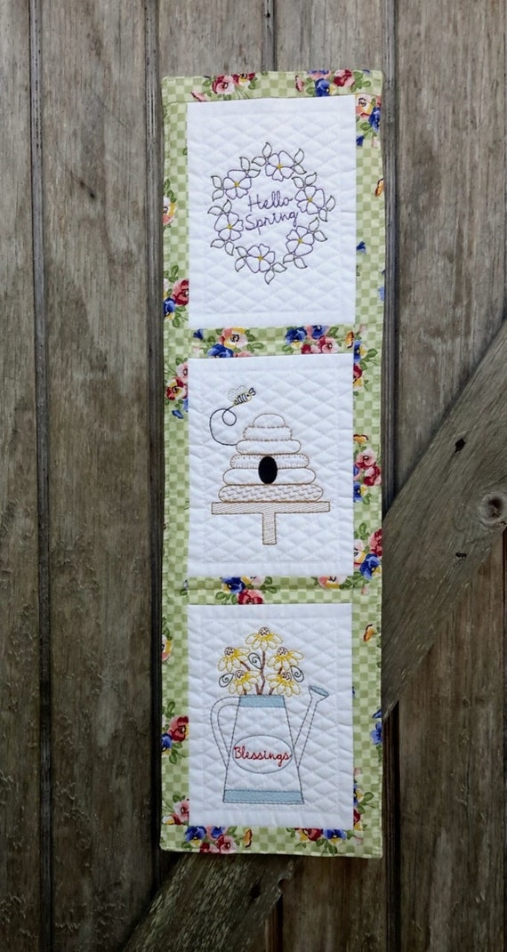 Spring Blessings Skinny Door/wall Banner Hello Spring Pansy | Etsy