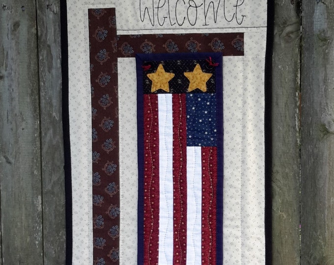 Quilted Welcome Signpost Door Banner Base With American Flag, Patriotic ...