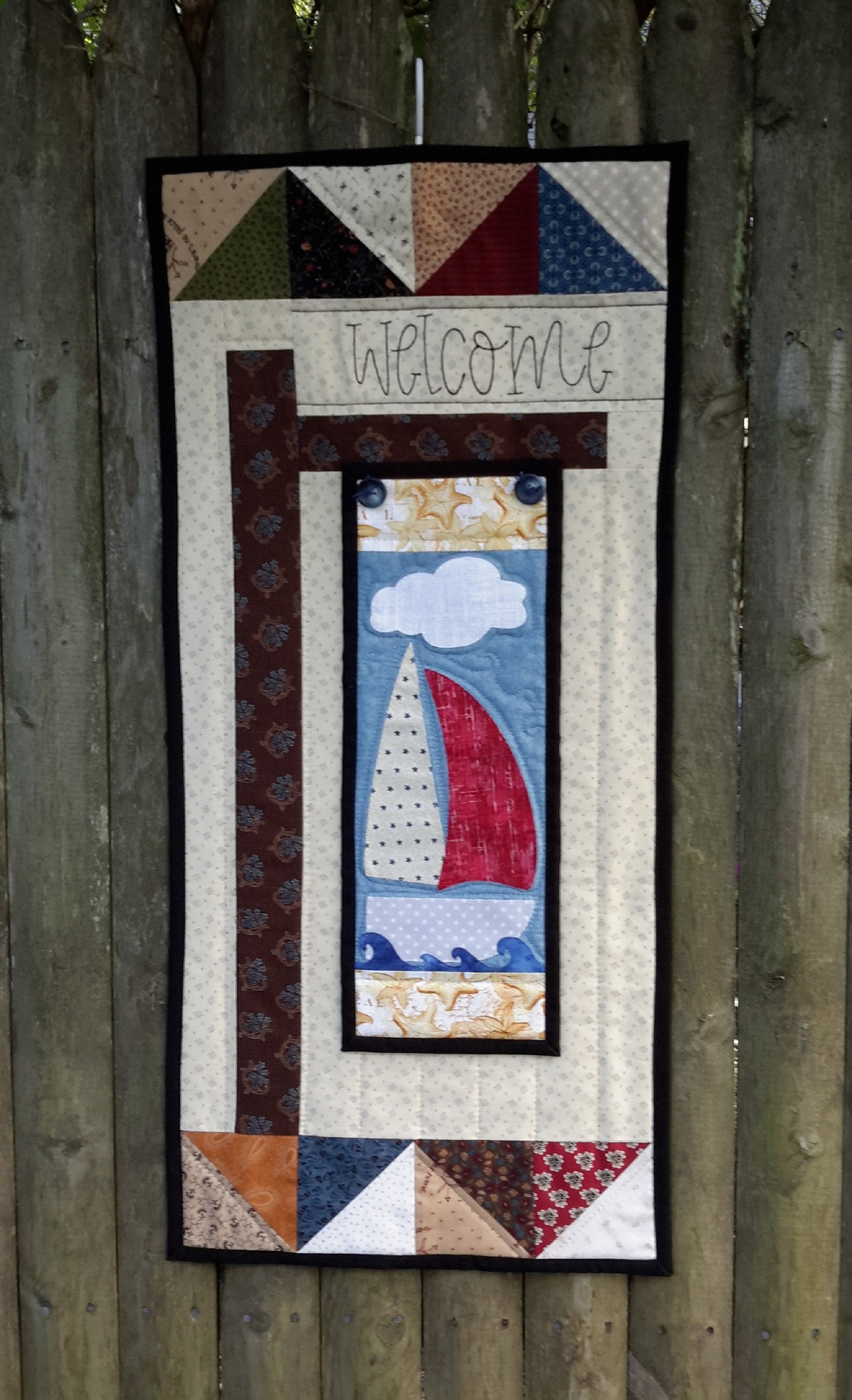 Quilted Welcome Signpost Door Banner Base With American Flag, Patriotic ...