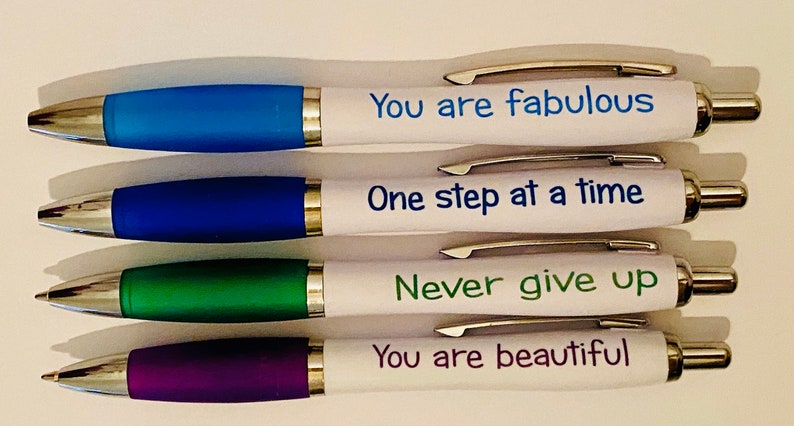 Positivity Pens Mental Health Positive Quotes/slogans Pack - Etsy