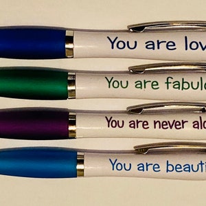 Positivity Pens, Mental Health, Positive Quotes/slogans Pack of 4 - Etsy