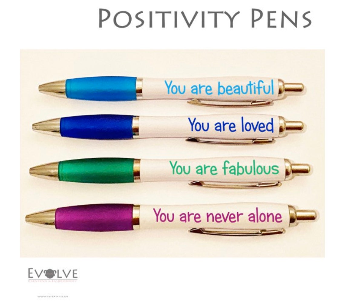 Positivity Pens Mental Health Positive Quotes/slogans Pack - Etsy