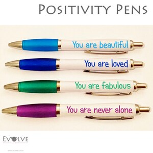Positivity Pens, Mental Health, Positive Quotes/slogans Pack of 4 - Etsy