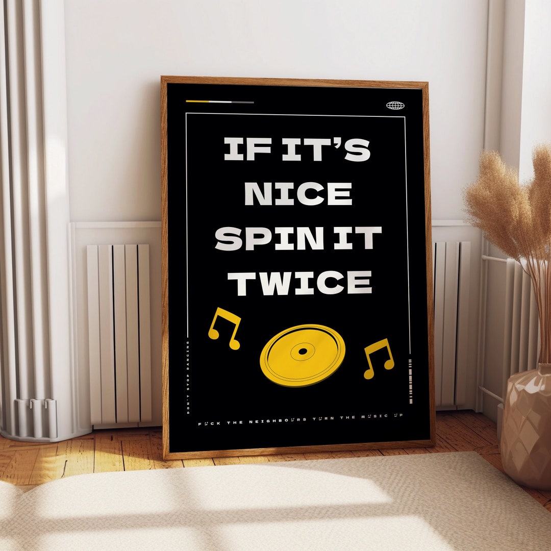 Retro Music Print If It's Nice Spin It Twice Wall Art Gift for Music ...