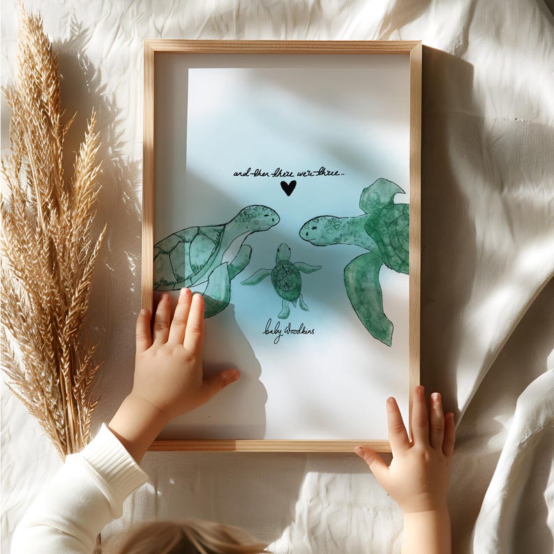 New Born Baby Print Gift With Turtle "and Then There Were Three ...