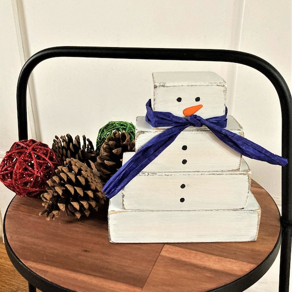 Wooden Block Snowman - Etsy