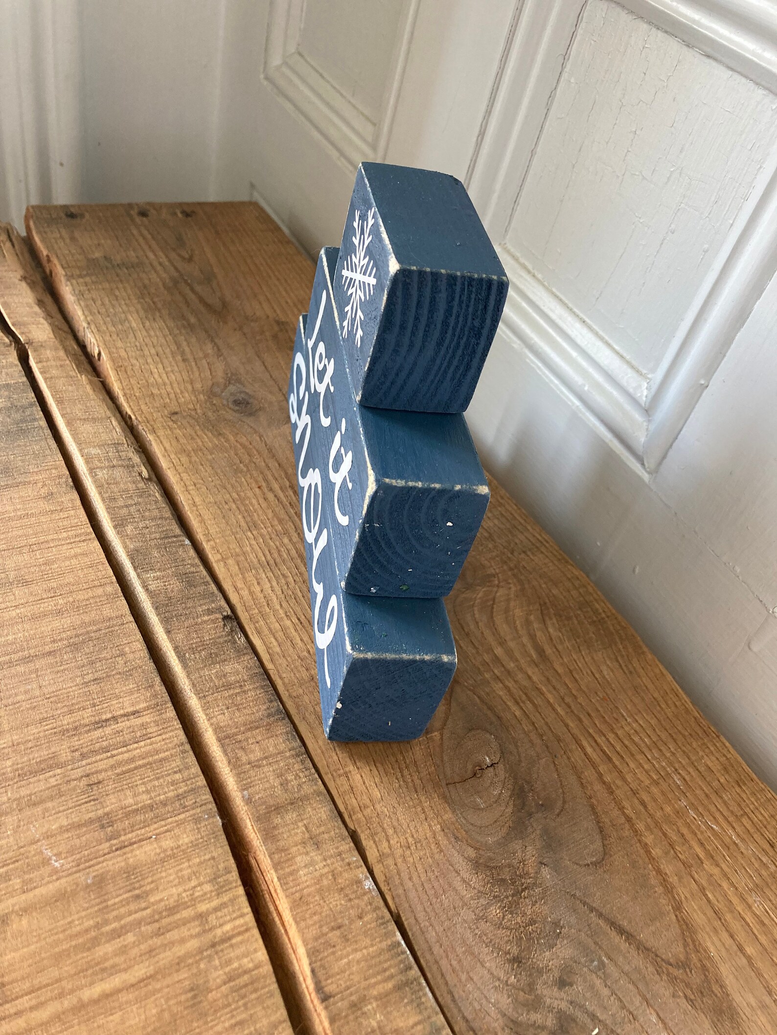 Let It Snow Blocks Winter Decor 3 Tiered Block Sign Shelf - Etsy