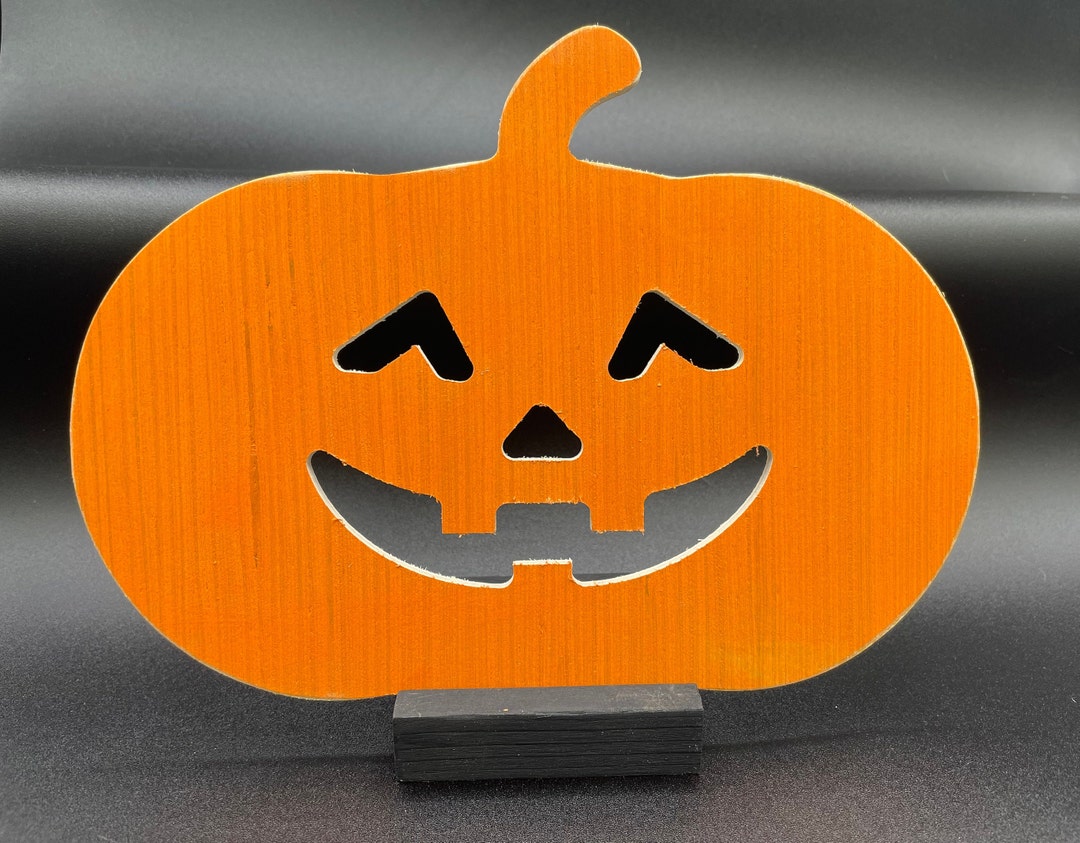 Halloween Decor Pumpkin Decorations Jack O Lantern / Wood Carved With ...