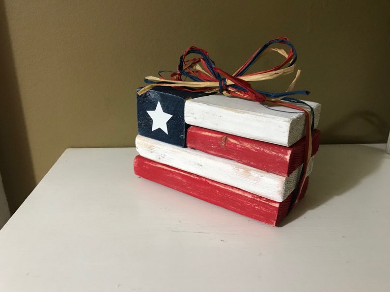 American Flag Blocks Rustic Reclaimed Wood, Patriotic Decor, Shelf ...