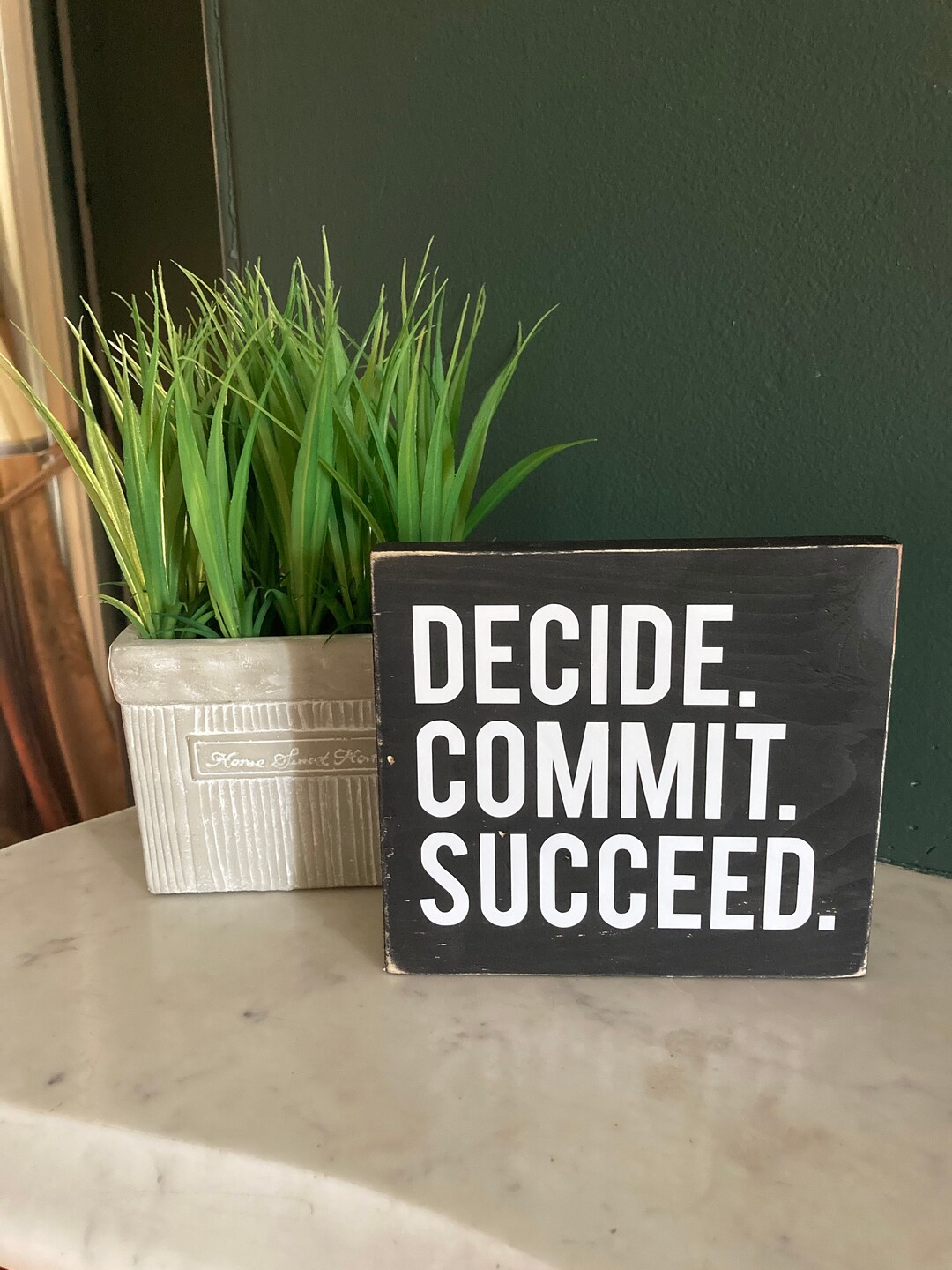Motivational Sign. Decide. Commit. Succeed. Reclaimed Wood Sign, Desk ...