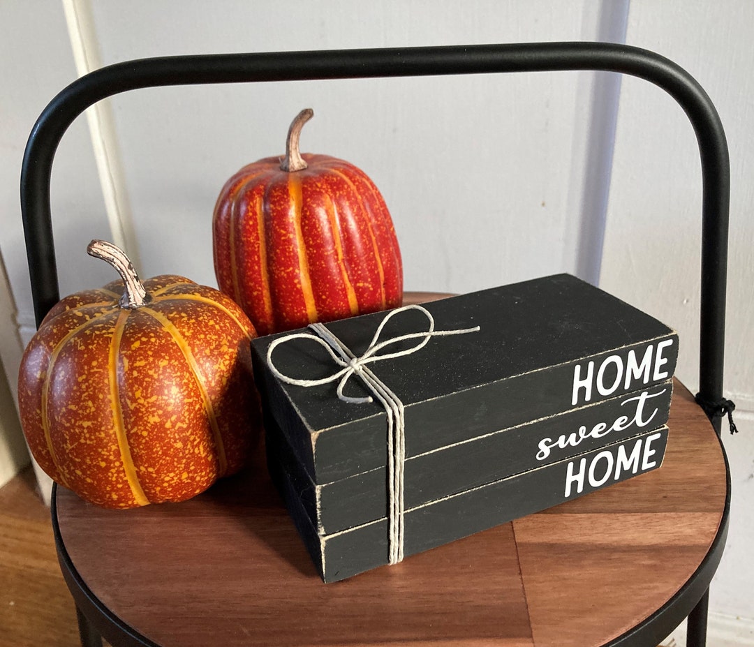 Home Sweet Home Faux Stacking Books: Rustic Farmhouse Tiered Tray Decor ...