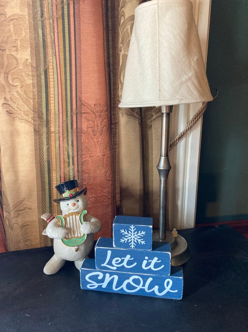 Let It Snow Blocks Winter Decor 3 Tiered Block Sign Shelf - Etsy