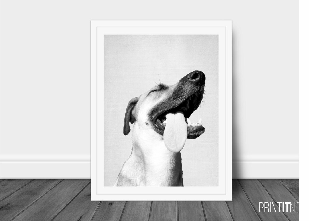 Happy Dog Poster, Nursery Animal Decor Wall Art, Large Printable Poster ...