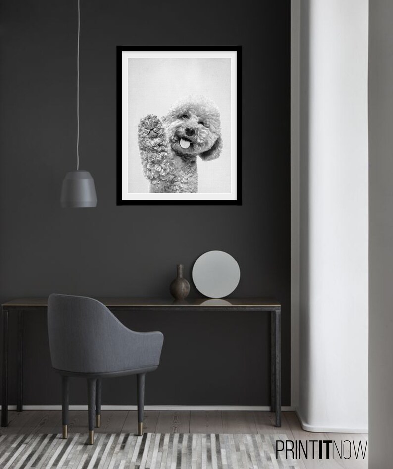 Hello Happy Dog Poster, Nursery Animal Decor Wall Art, Large Printable ...