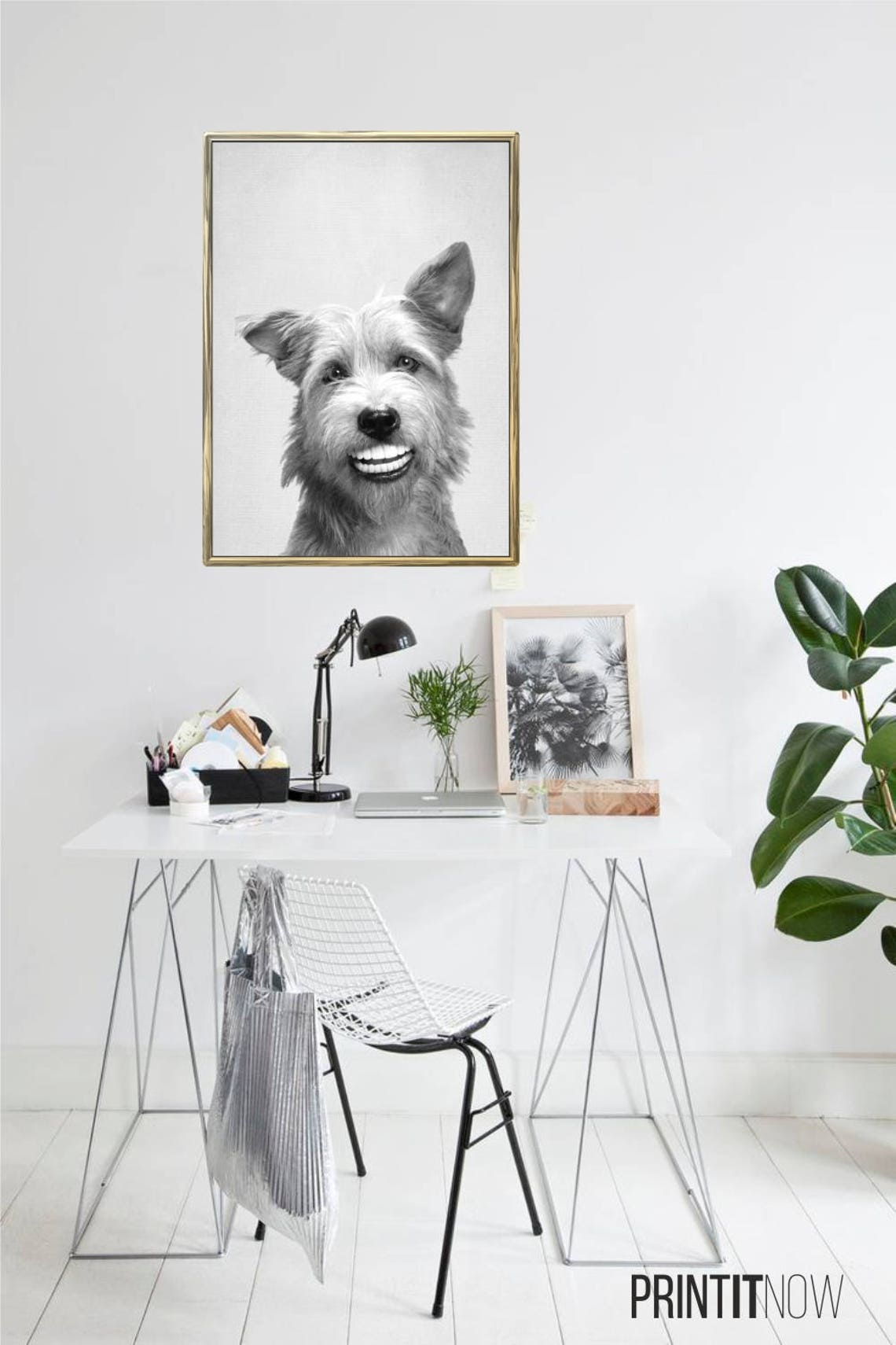 Dog Smile Print Nursery Animal Decor Wall Art Large | Etsy