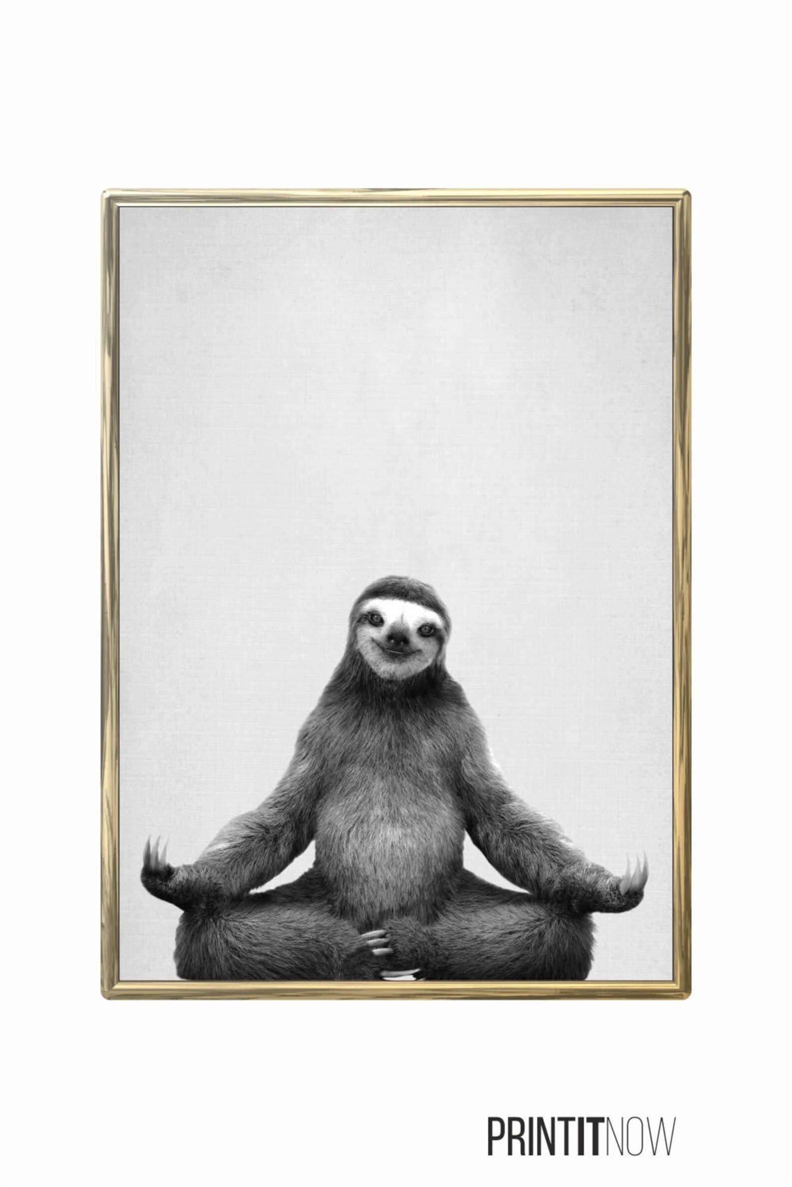 Yoga Sloth Print Nursery Animal Decor Wall Art Large | Etsy