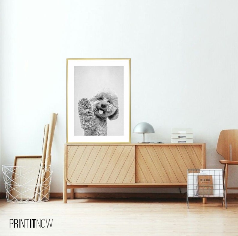 Hello Happy Dog Poster, Nursery Animal Decor Wall Art, Large Printable ...