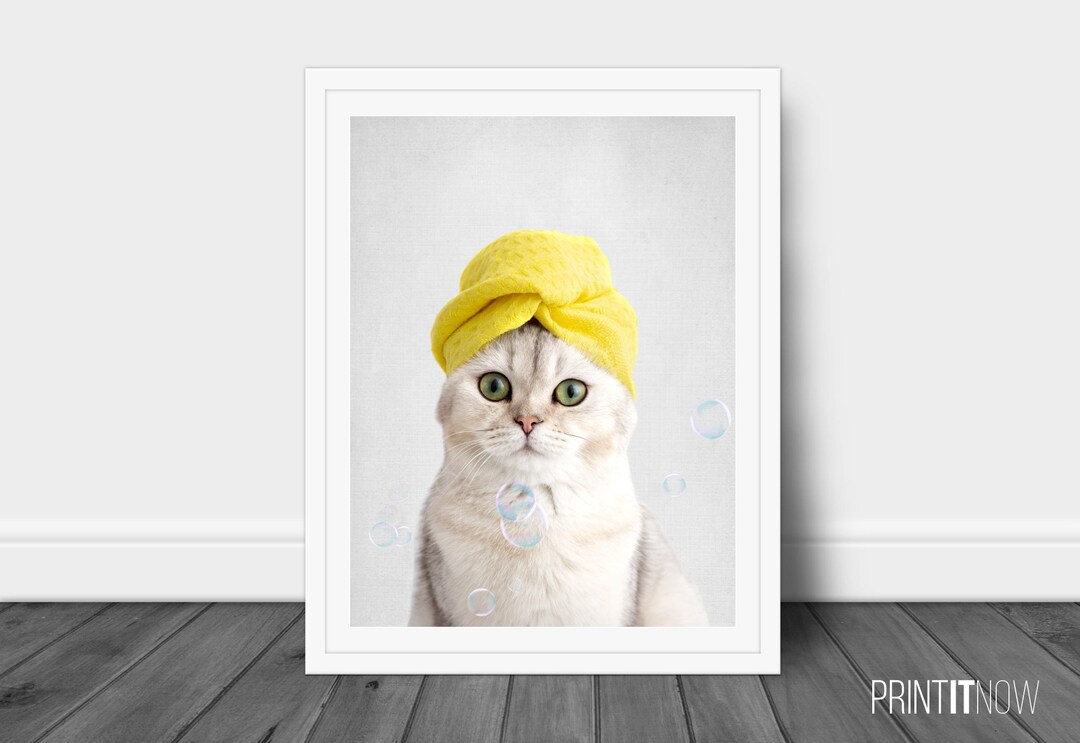 SPA Cat Print, Nursery Animal Decor Wall Art, Large Printable Poster ...