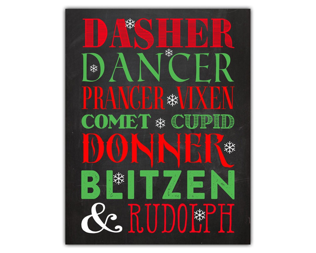 Christmas Reindeer - Rudolph - Printable Christmas Decor - Merry ...