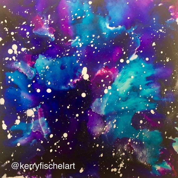 Night Sky L Abstract Alcohol Ink and Acrylic on Acetate by | Etsy