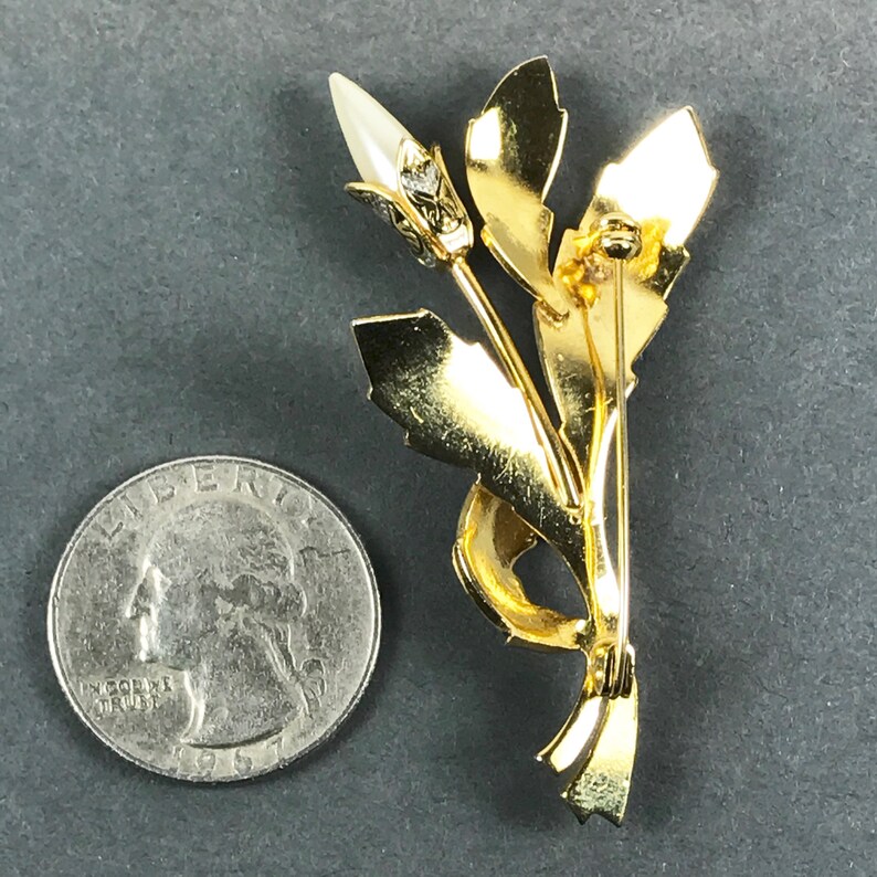 Vintage Damascene Gold Rose Flower Pin Brooch - Etsy