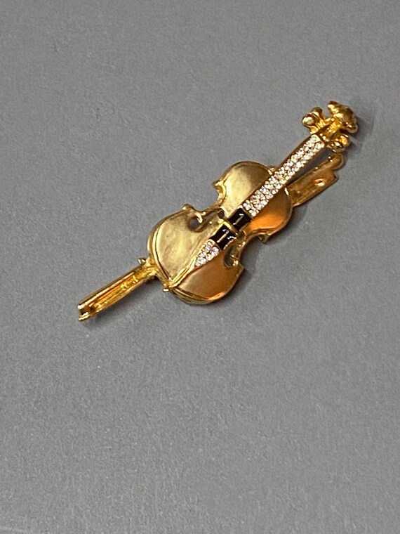 Musical Brooch Gold tone Instruments Saxophone Keyboa… - Gem