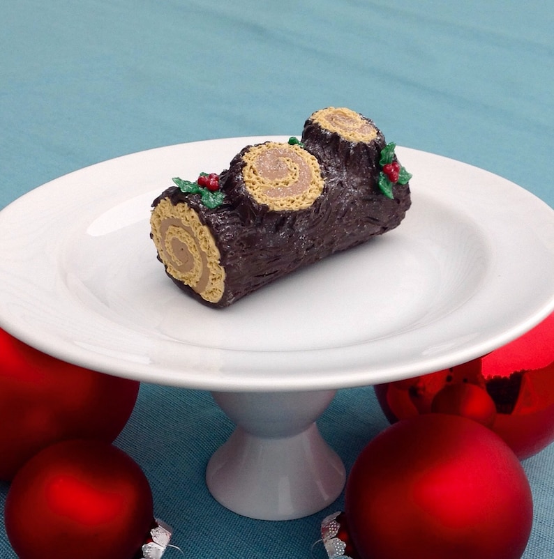 Yule Log Cake Christmas Ornament, Holiday Woodland Decoration ...