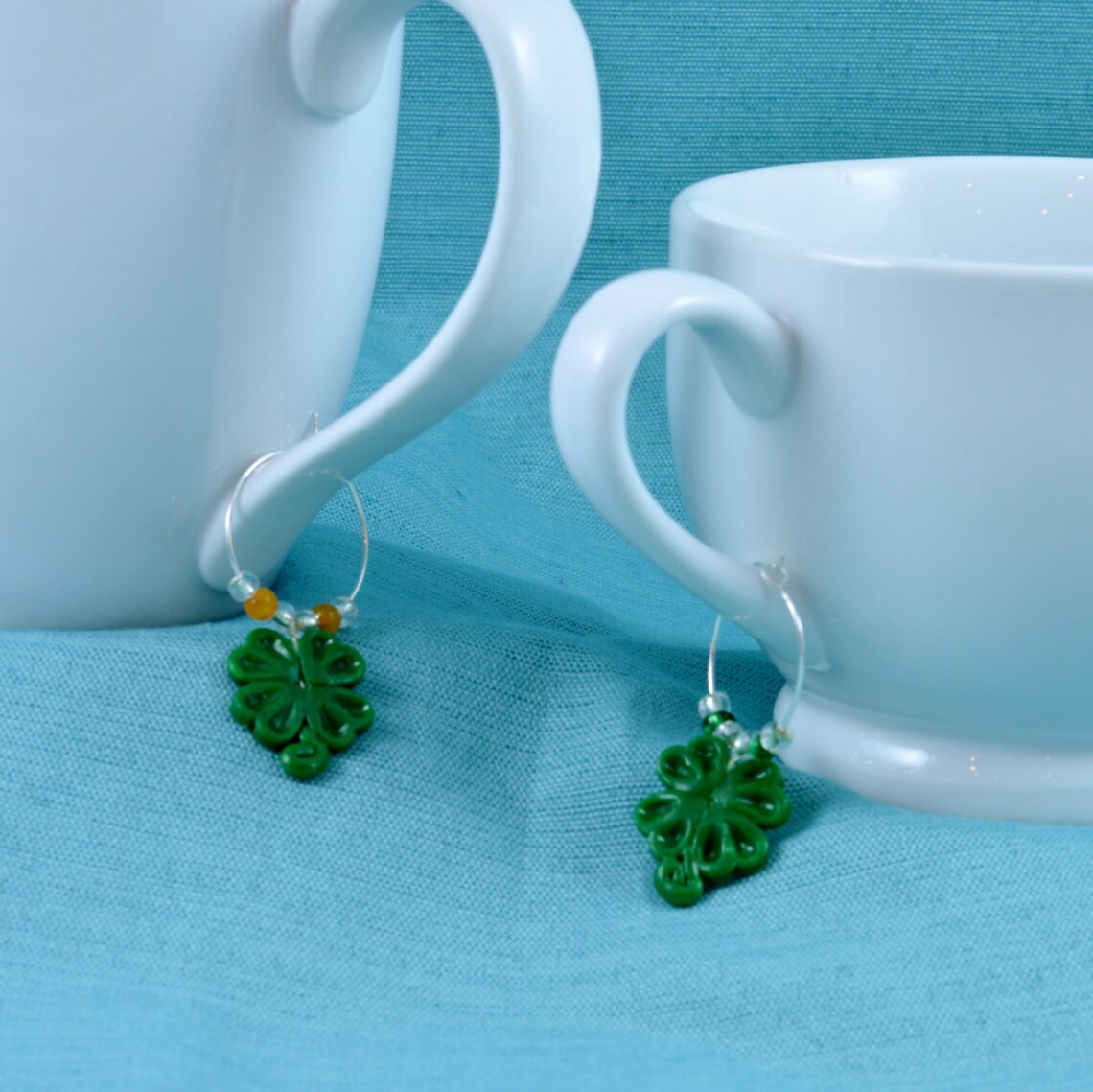 Shamrock Wine Glass Charms Coffee Mug Charms Champagne or | Etsy