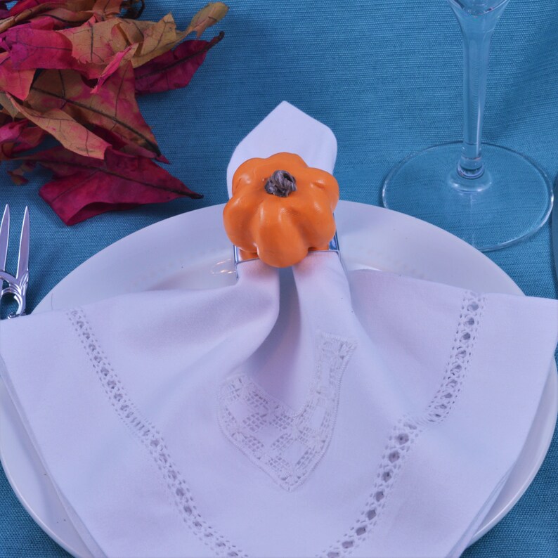 Orange Pumpkin Napkin Rings Thanksgiving Table Decoration - Etsy