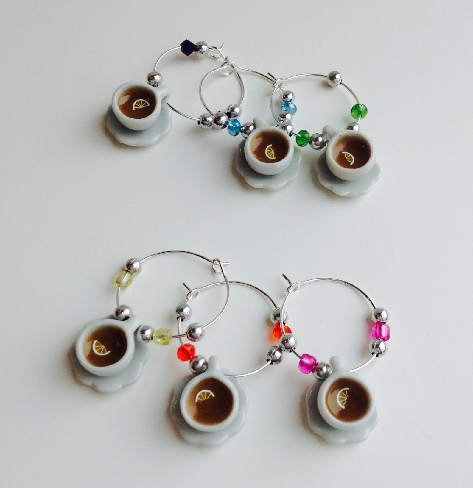 Tea Cup Wine Glass Charms Coffee Mug Charms English Tea - Etsy